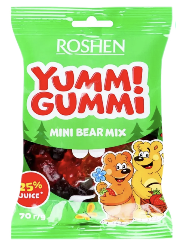 Цукерки Рошен Yummi Gummi Mini Bear Mix 70г